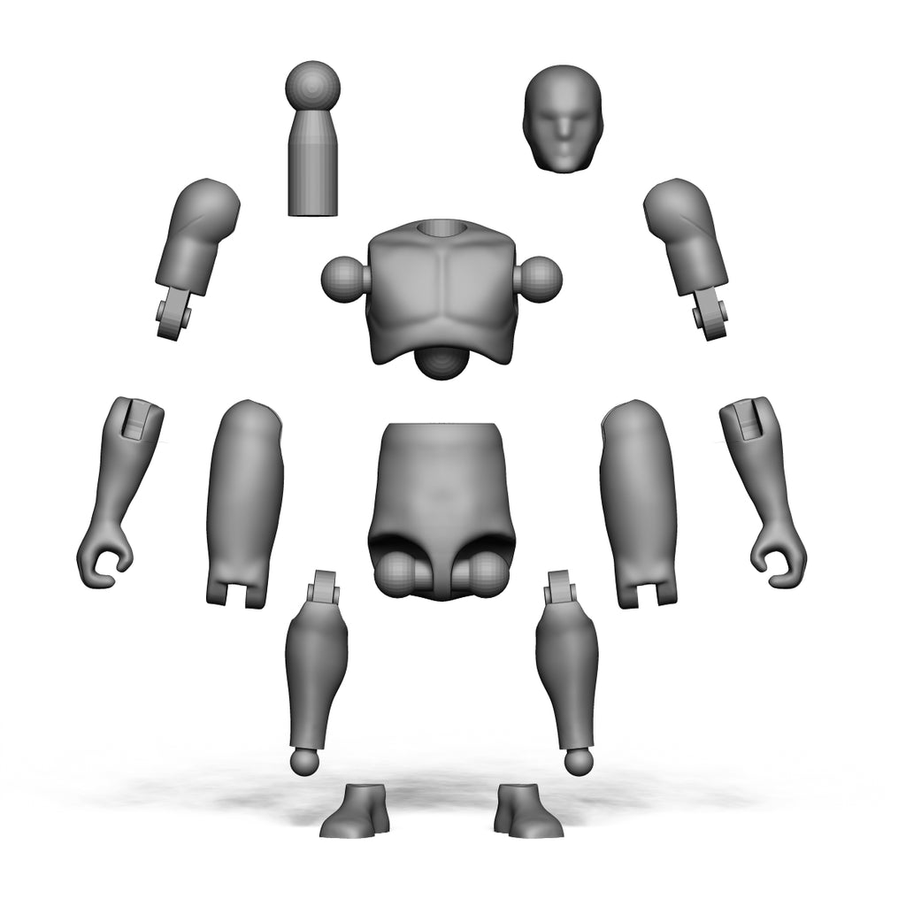 3D digital print file 1" articulated blank figure – Morphonauts